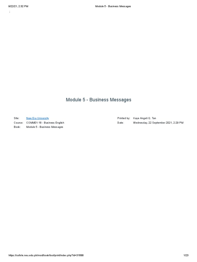 Module 5 - Business Messages | PDF | Communication | Credibility