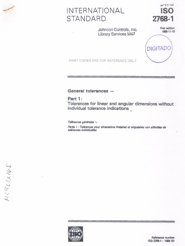 ISO 2768 1 Rev. - 1989 | PDF