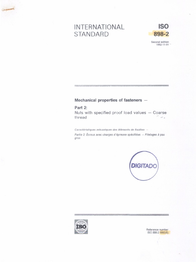 ISO 898 2 Rev. E - 1992 | PDF
