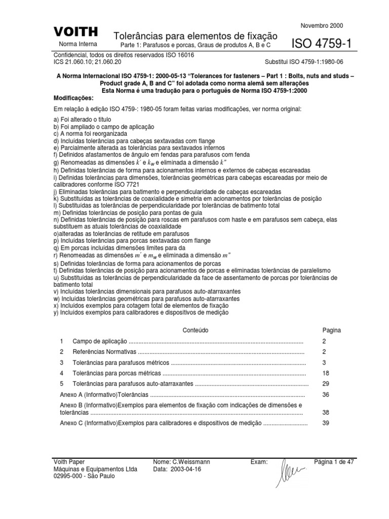 Iso 4759 1 2000 Pdf Parafuso