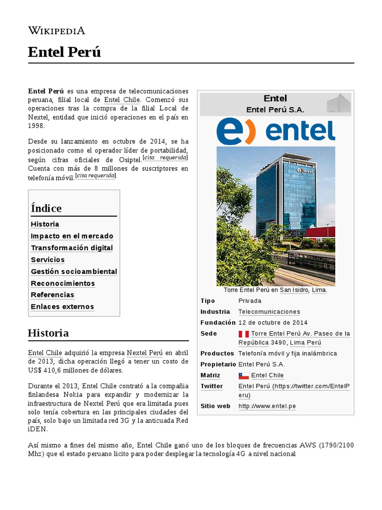 Entel Perú | PDF | Perú | Industrias de servicio