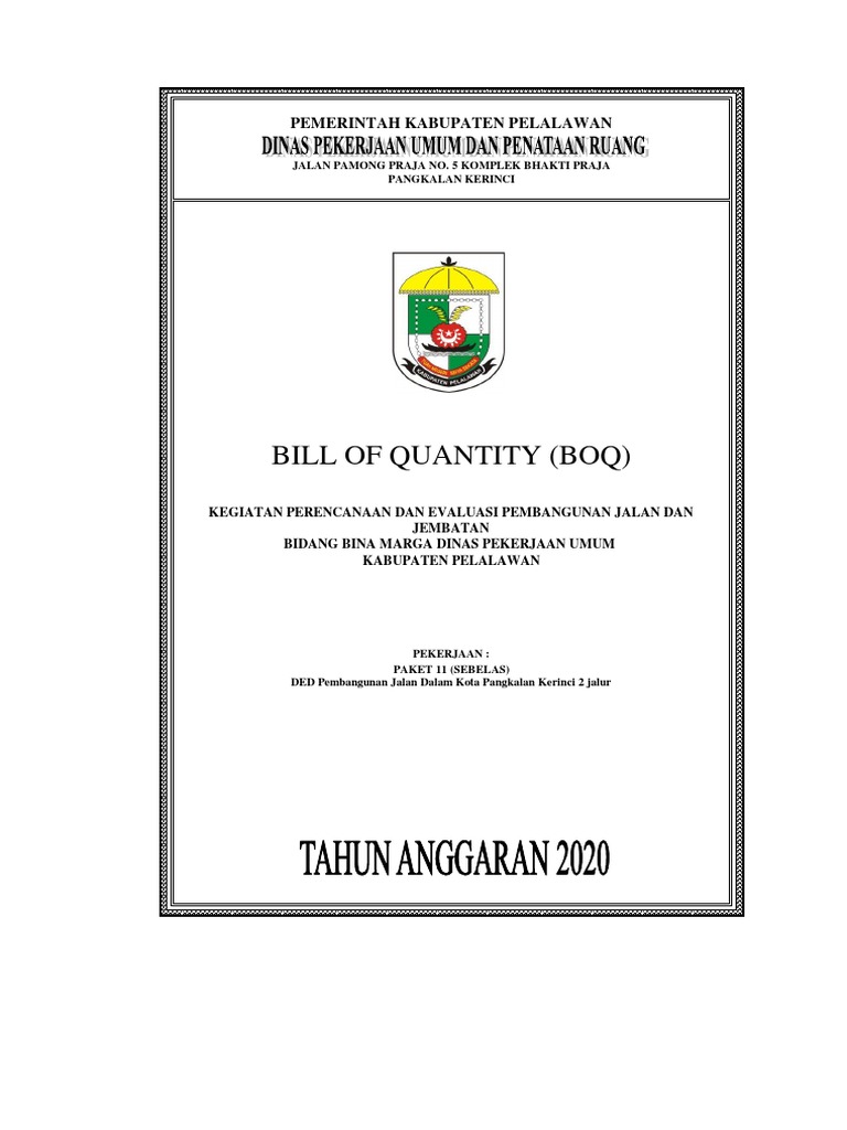 BOQ DED Pembangunan Jalan | PDF
