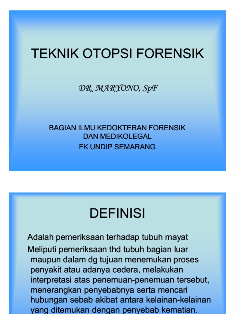 Ilide - Info 007 Teknik Otopsi Forensik PR | PDF