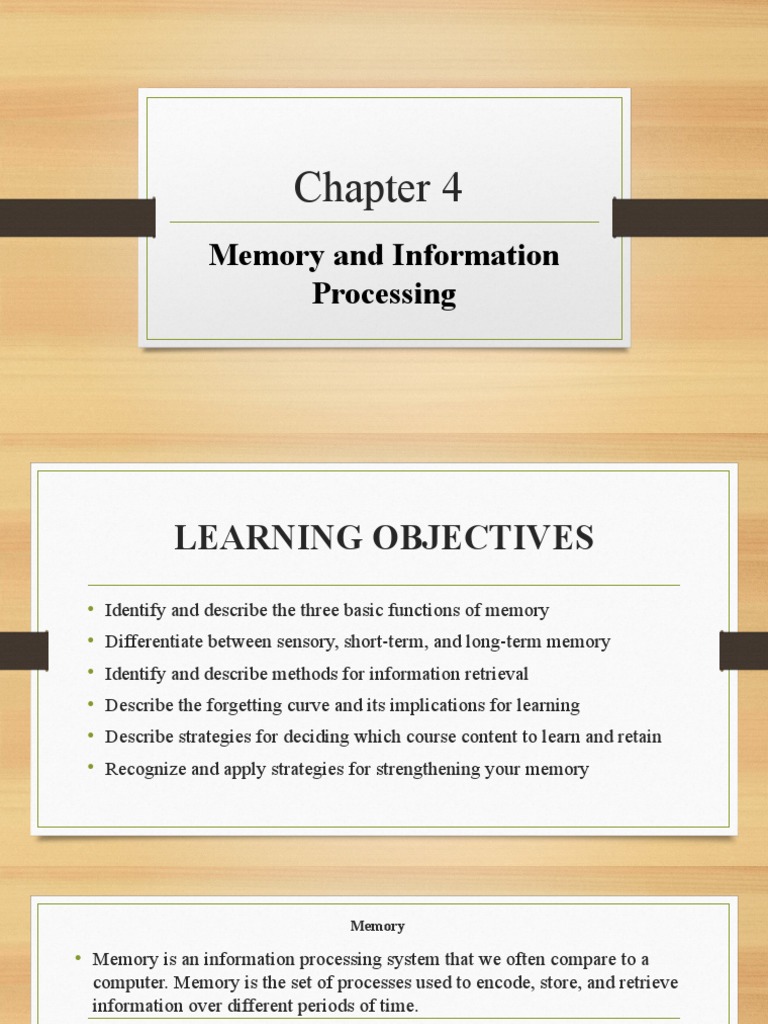 Chapter 4 Memory | PDF | Memory | Recall (Memory)