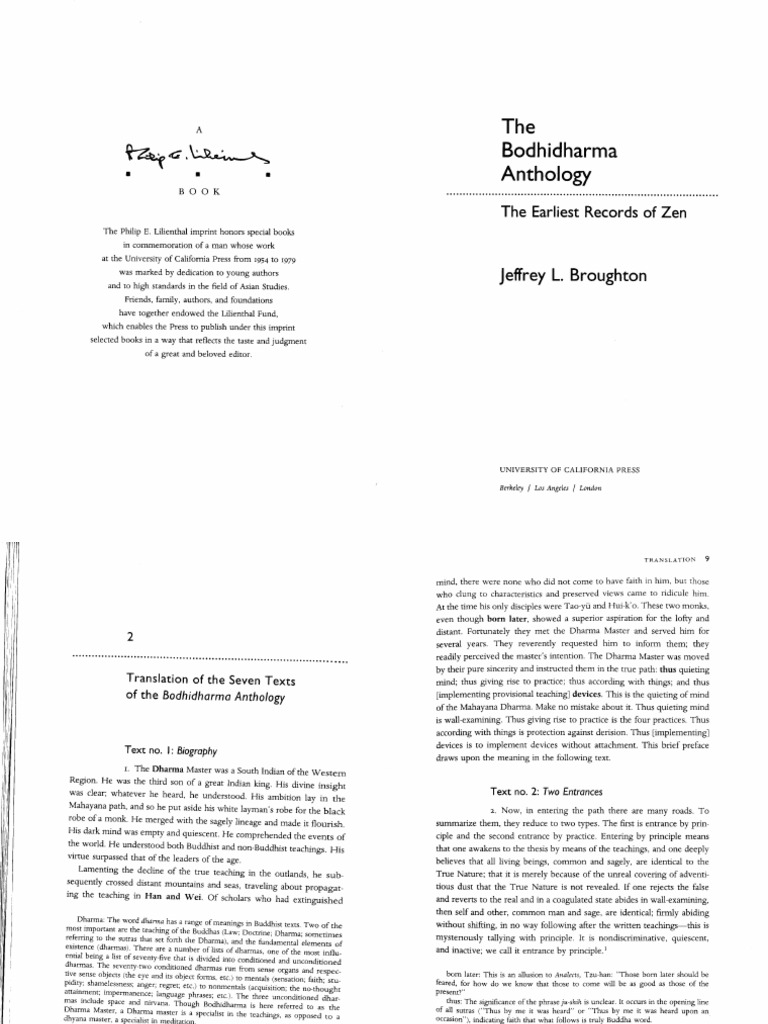 Broughton Jeffrey L. The Bodhidharma Anthology The Earliest Records of ...