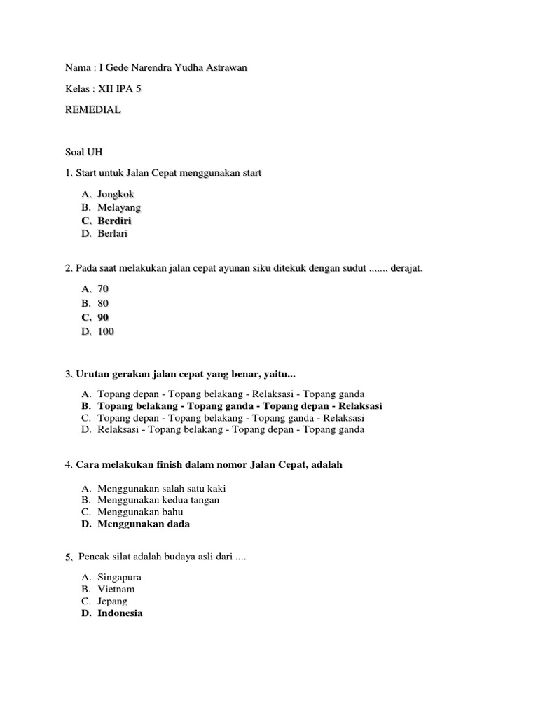 Tugas Pjok Uh Dan PHB | PDF