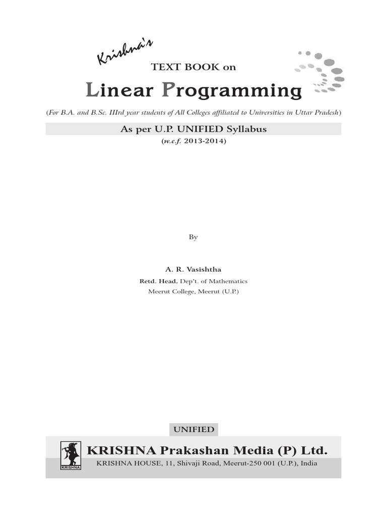 Linear Programming | PDF | Matrix (Mathematics) | Linear Programming