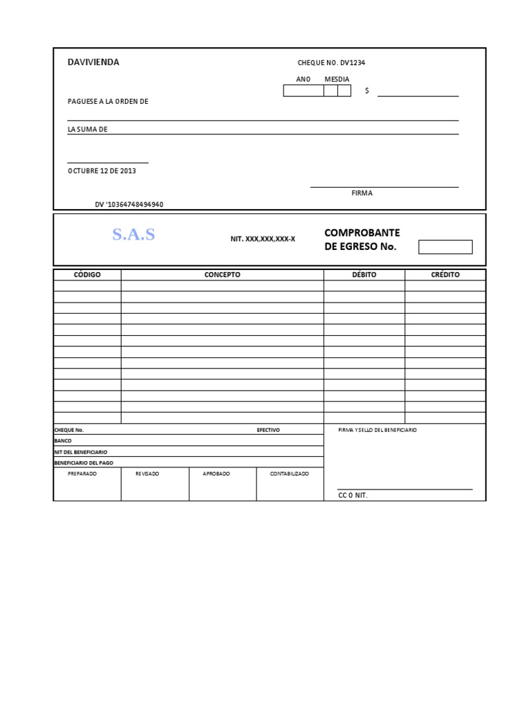 Modelo Comprobante de Egreso - Minuta | PDF