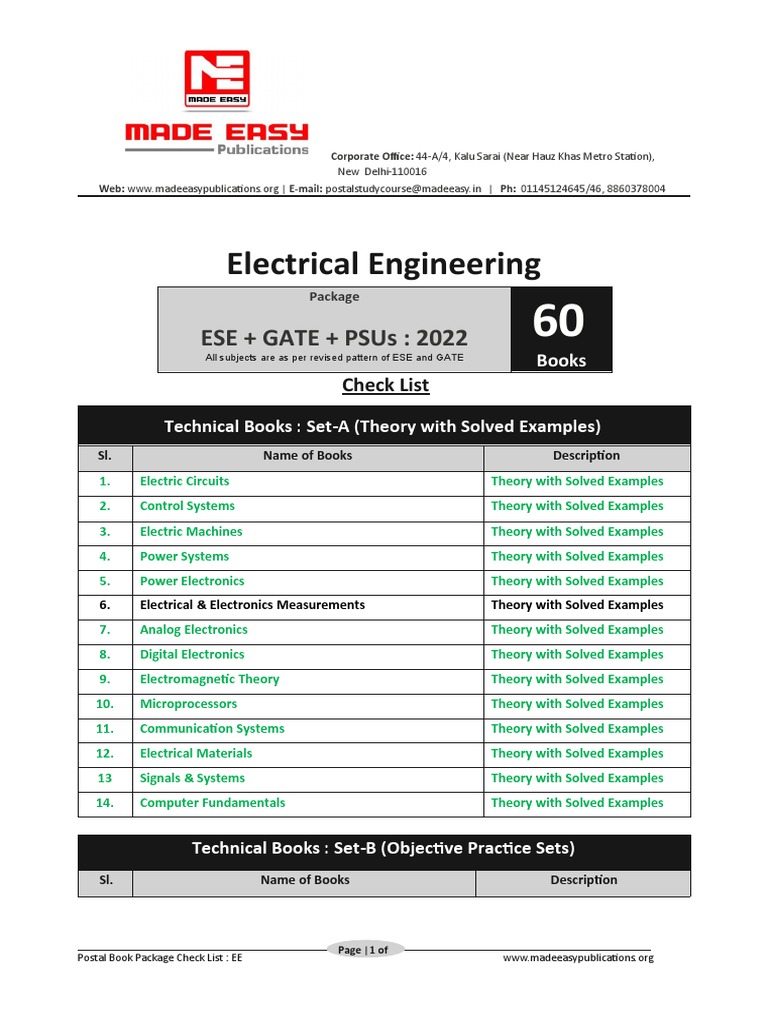 Made Easy Books List | PDF | Electronics | Electrical Engineering