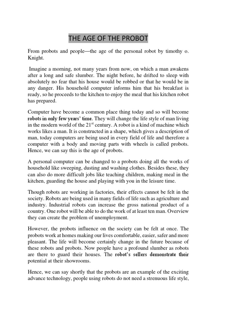 The Age of The Probot | PDF | Robot | Robotics
