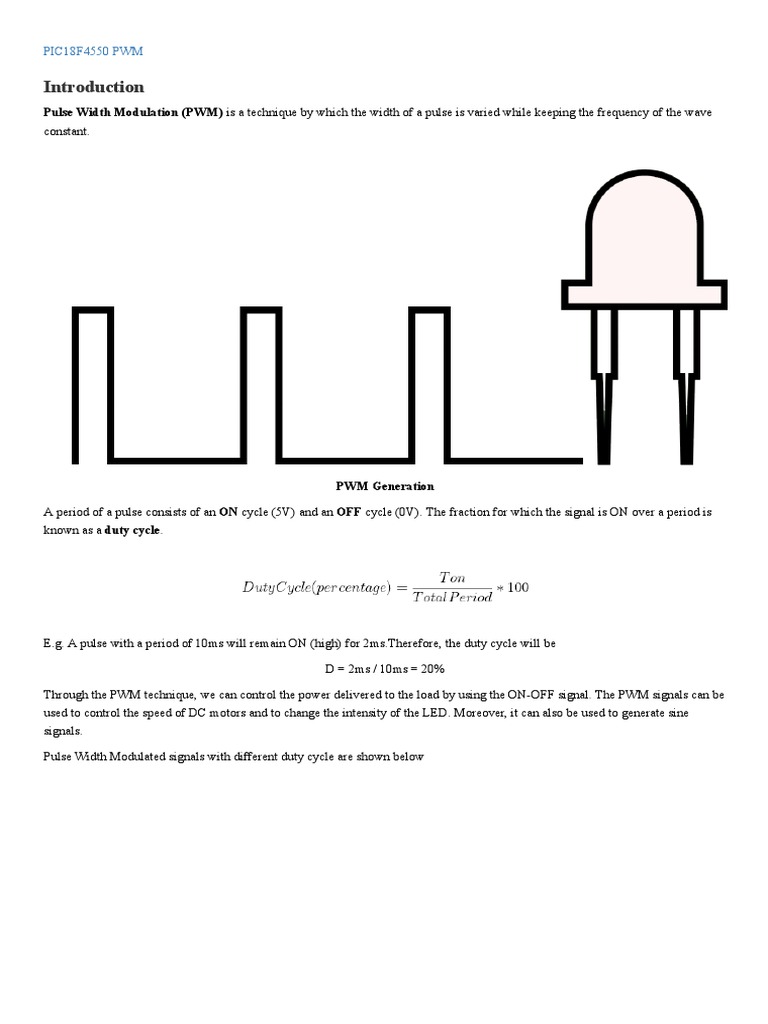 PIC18F4550 PWM Generation Guide | PDF | Signal Processing | Electricity