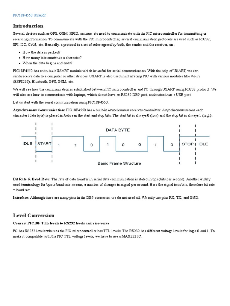 PIC18F4550 USART - PIC Controllers | PDF | Physical Layer Protocols | Computer Networking