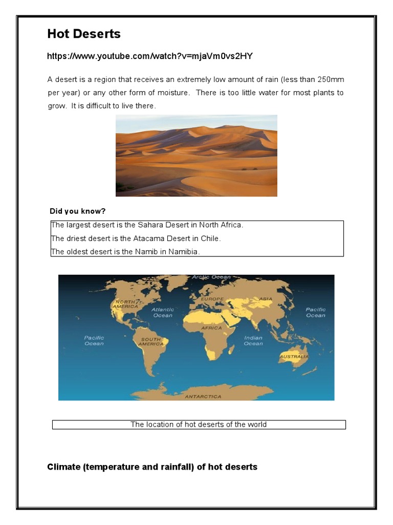 Climate (Temperature and Rainfall) of Hot Deserts | PDF | Desert | Rain