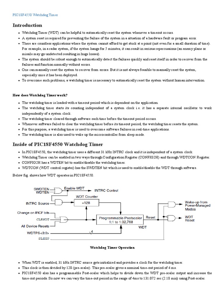 PIC18F4550 Watchdog Timer - PIC Controllers | PDF | Information Age | Computer Science