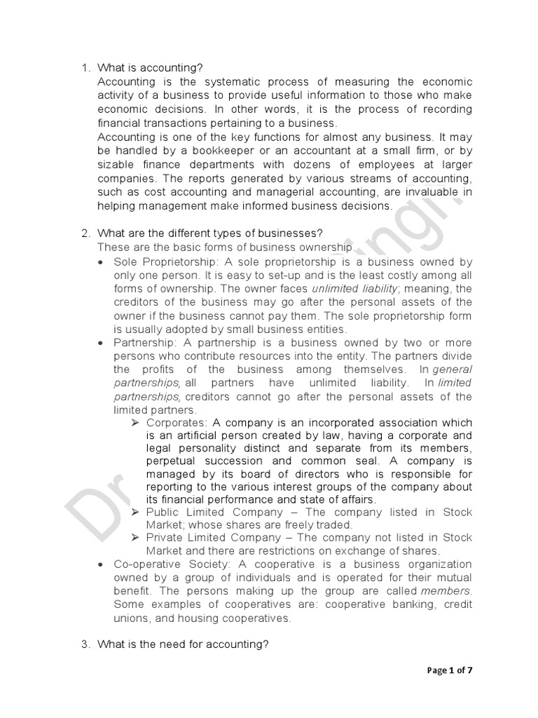 Introduction To Accounting Notes | PDF | Accounting | Bookkeeping