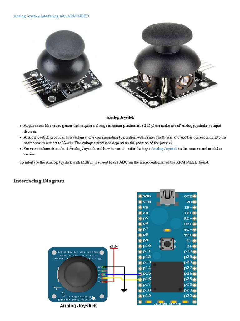 Analog Joystick Interfacing With ARM MBED - MBED | PDF