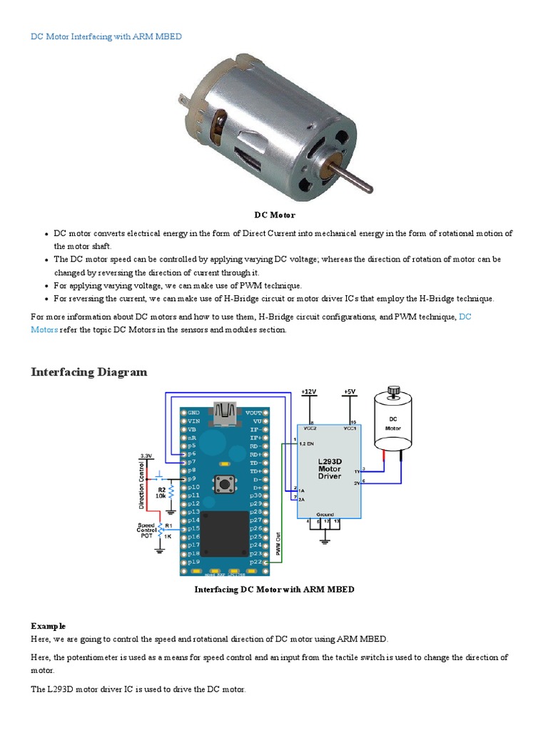 DC Motor Interfacing With ARM MBED - MBED | PDF