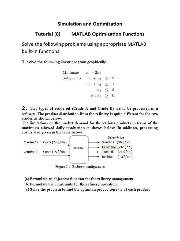 Tutorial (8), Simulation, LP Functions | PDF | Mathematical Optimization | Linear Programming