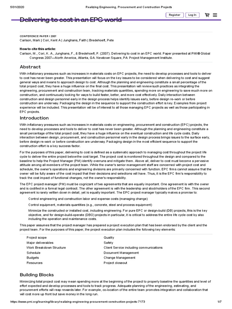 Realizing Engineering, Procurement and Construction Projects | PDF | Procurement | Project ...