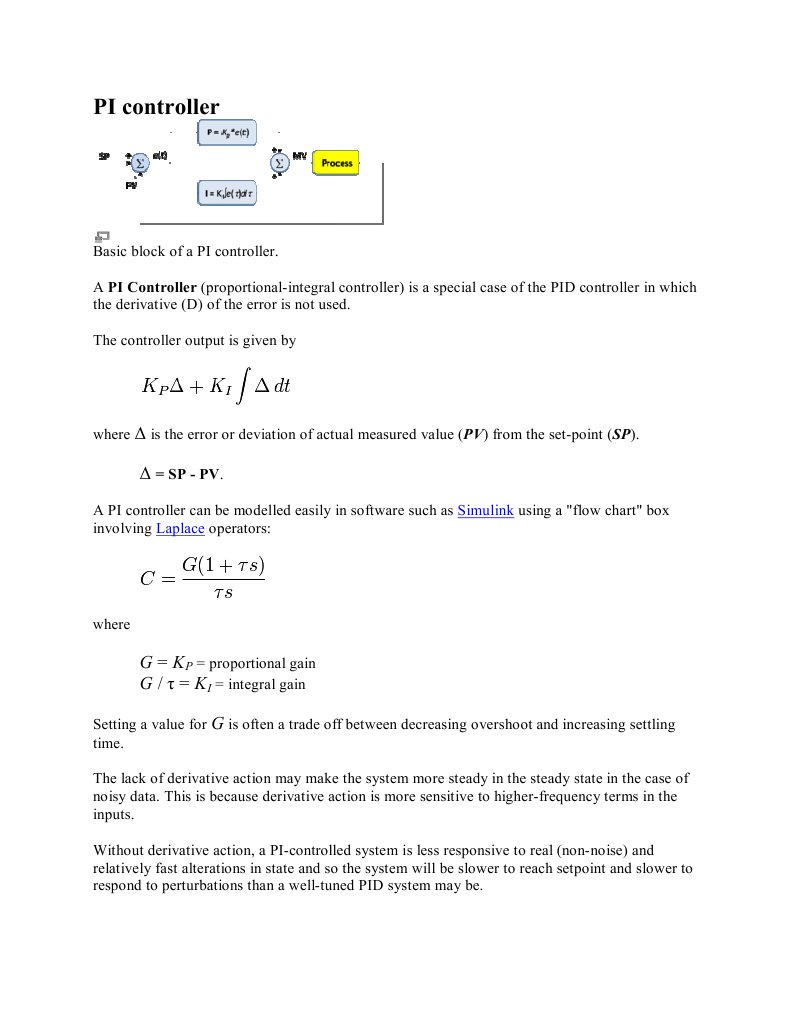 PI Controller | PDF