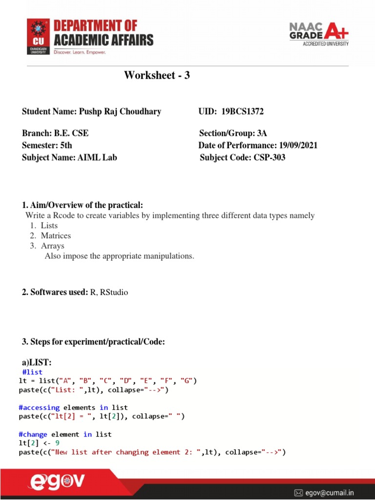 Ai Lab 3 | PDF | Matrix (Mathematics) | Computer Science