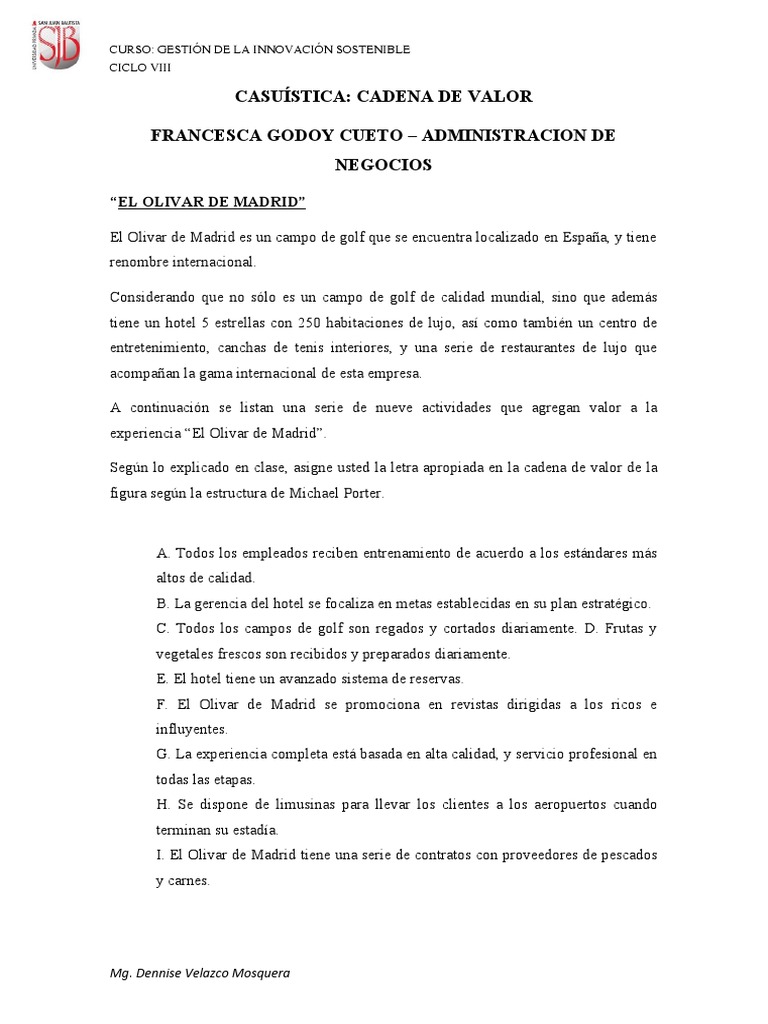 Práctica 3-Casuística Cadena de Valor | PDF