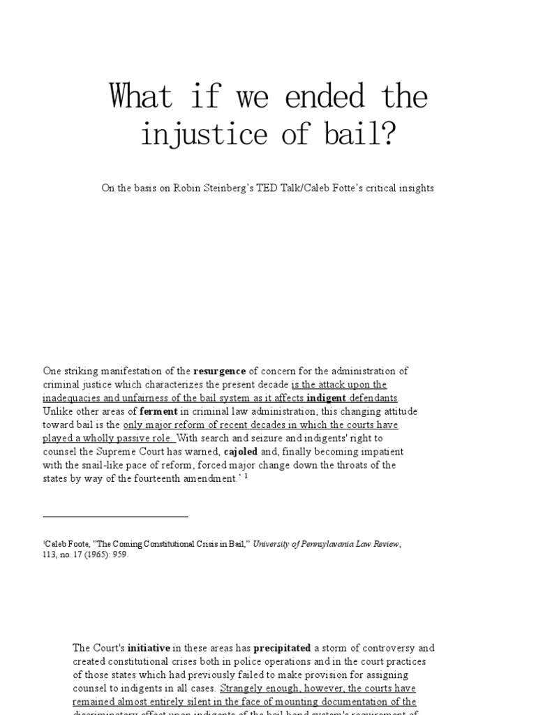 What If We Ended The: Injustice of Bail? | PDF | Law