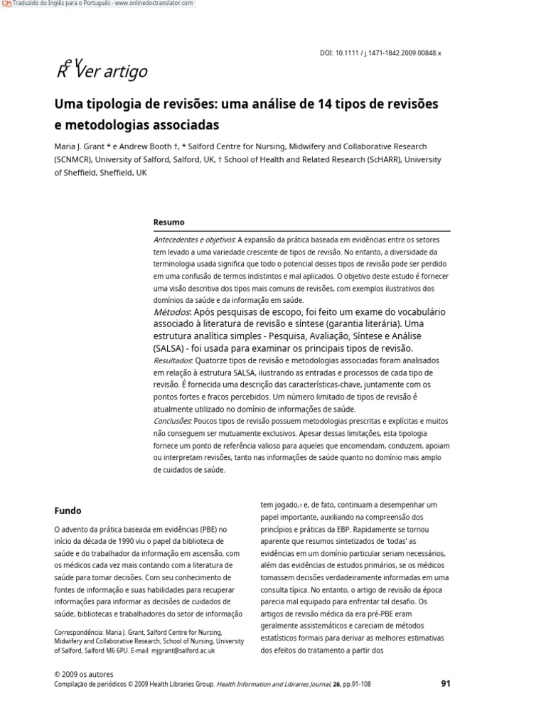 A Typology of Reviews - An Analysis of 14 Review Types and Associated ...