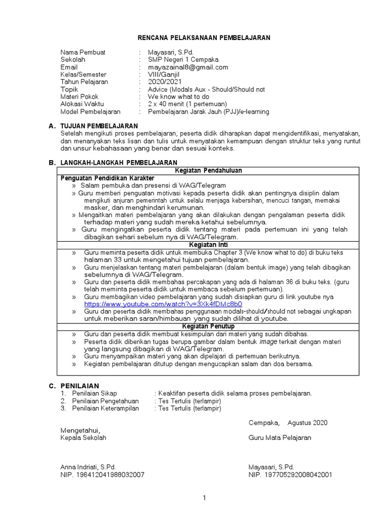 RPP We Know What To Do 2 | PDF