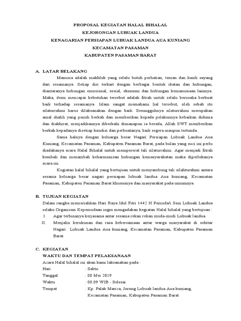 Proposal Kegiatan Halal Bihalal | PDF