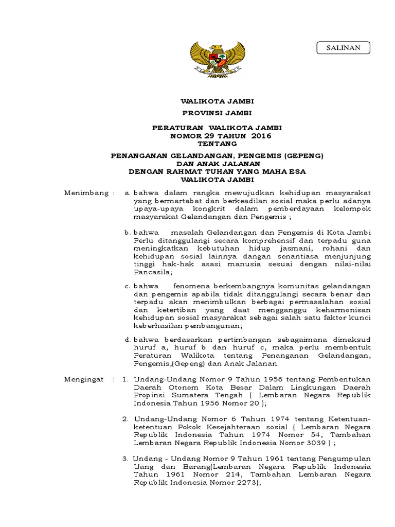 Penanganan Gelandangan Pengemis Gepeng | PDF | Ilmu Sosial