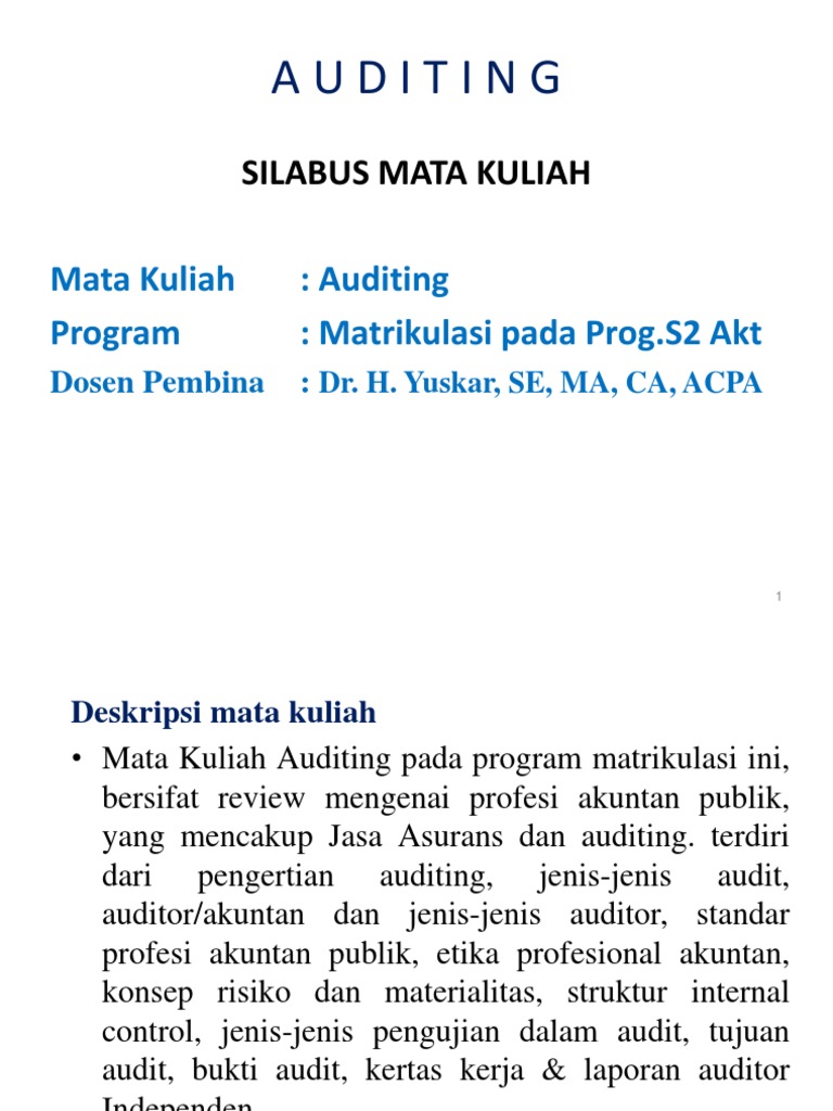 26 Juli 2021 - SAP Auditing Matrikulasi S2 | PDF