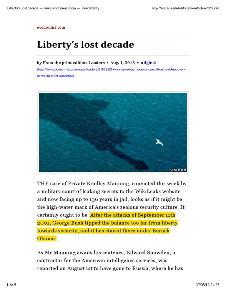 Liberty's Lost Decade: By, From, The, Print, Edition:,leaders, - , Aug ...