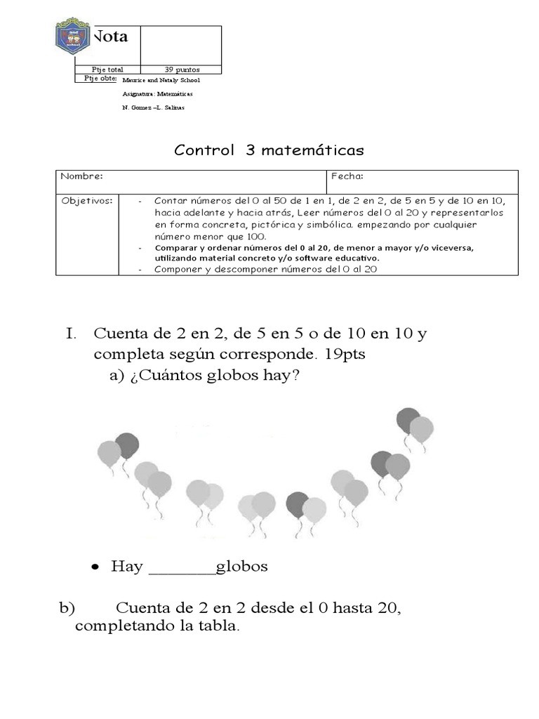 Control 3 Matematicas | PDF