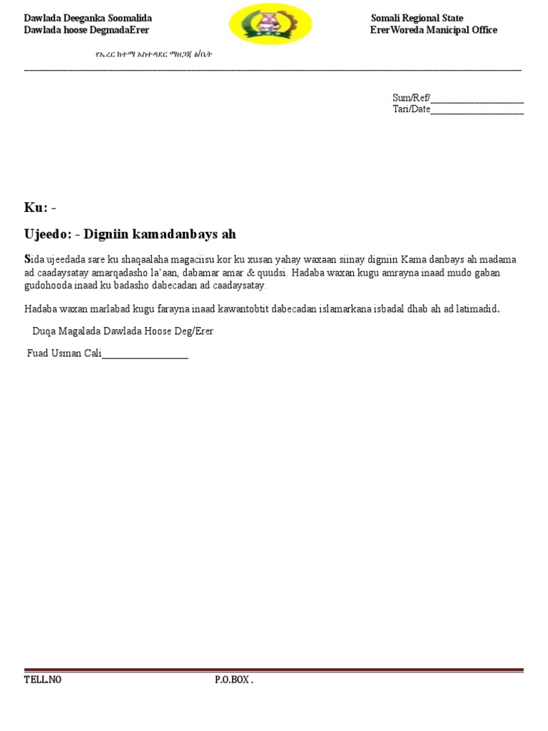 Ku: - Ujeedo: - Digniin Kamadanbays Ah | PDF
