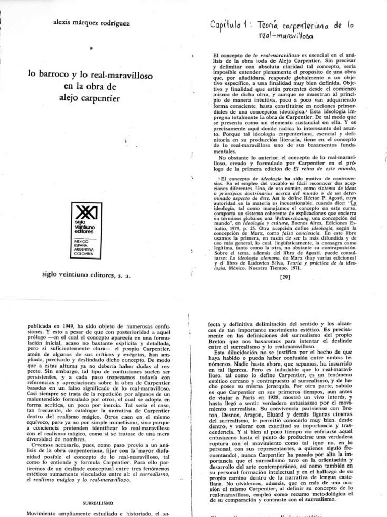 Lo Barroco y Lo Real Maravilloso en La Obra de Alejo Carpentier | PDF