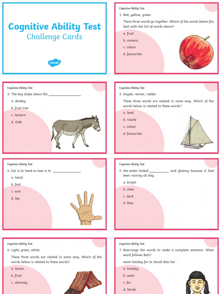 Cognitive Ability Test: Challenge Cards | PDF