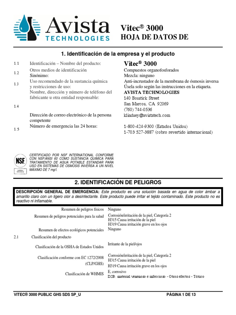 Vitec 3000 Español | PDF | Agua | Química