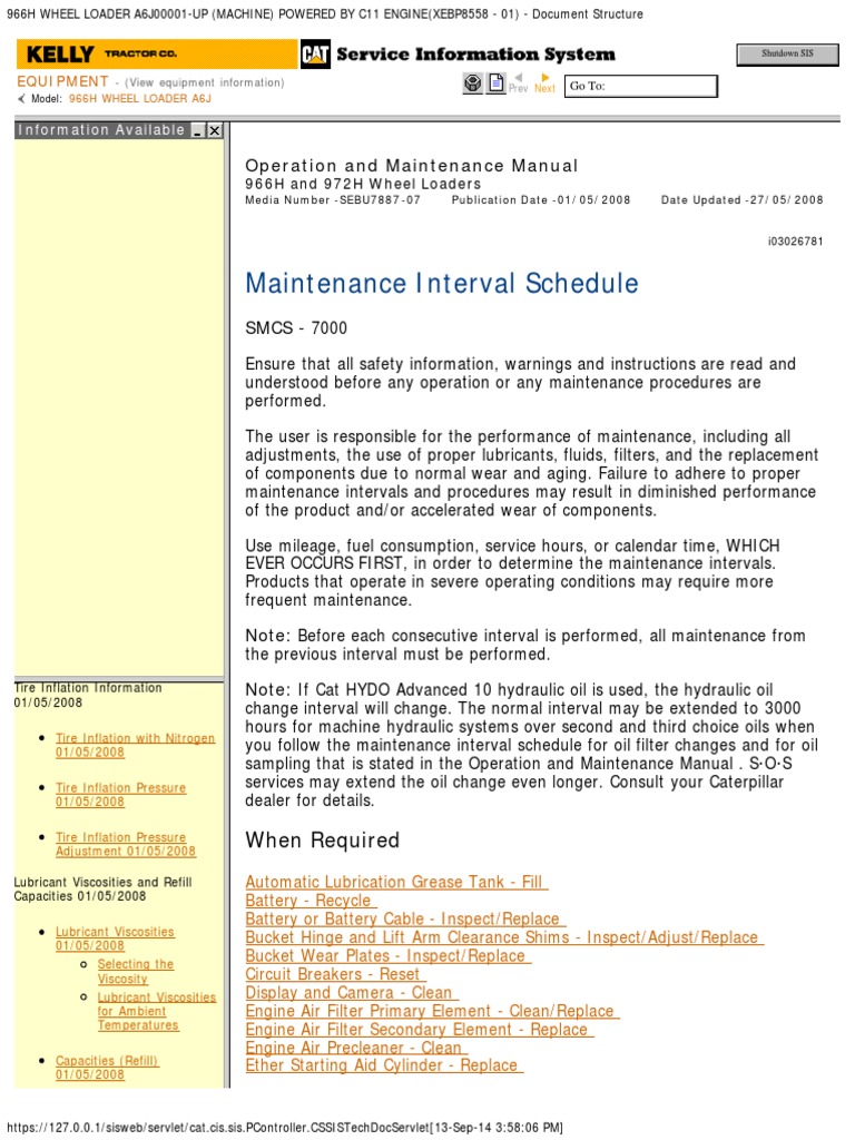Maintenance Interval Schedule: Operation and Maintenance Manual ...