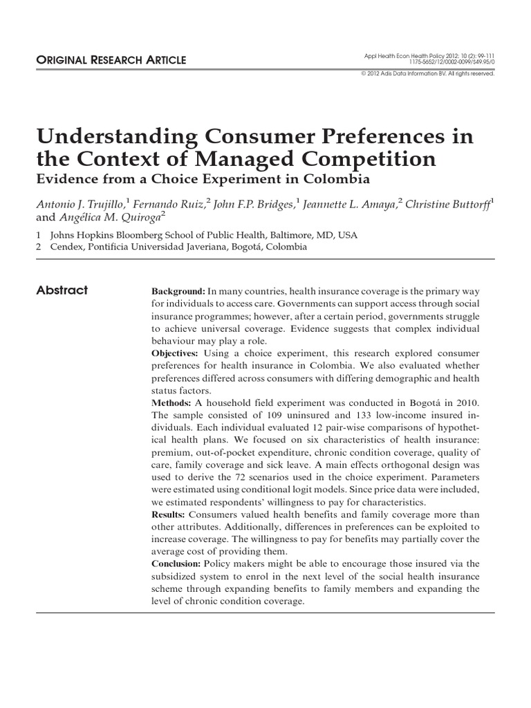 Understanding Consumer Preferences | PDF | Insurance | Robust Statistics