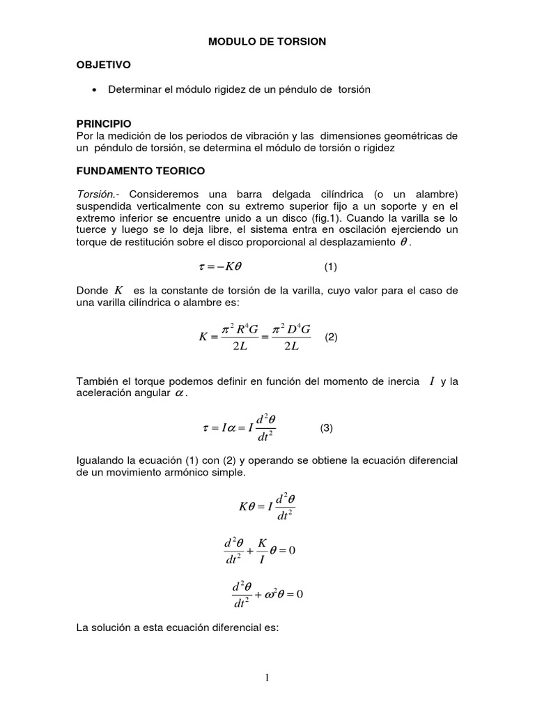 03 Modulo de Torsión | PDF | Péndulo | Física