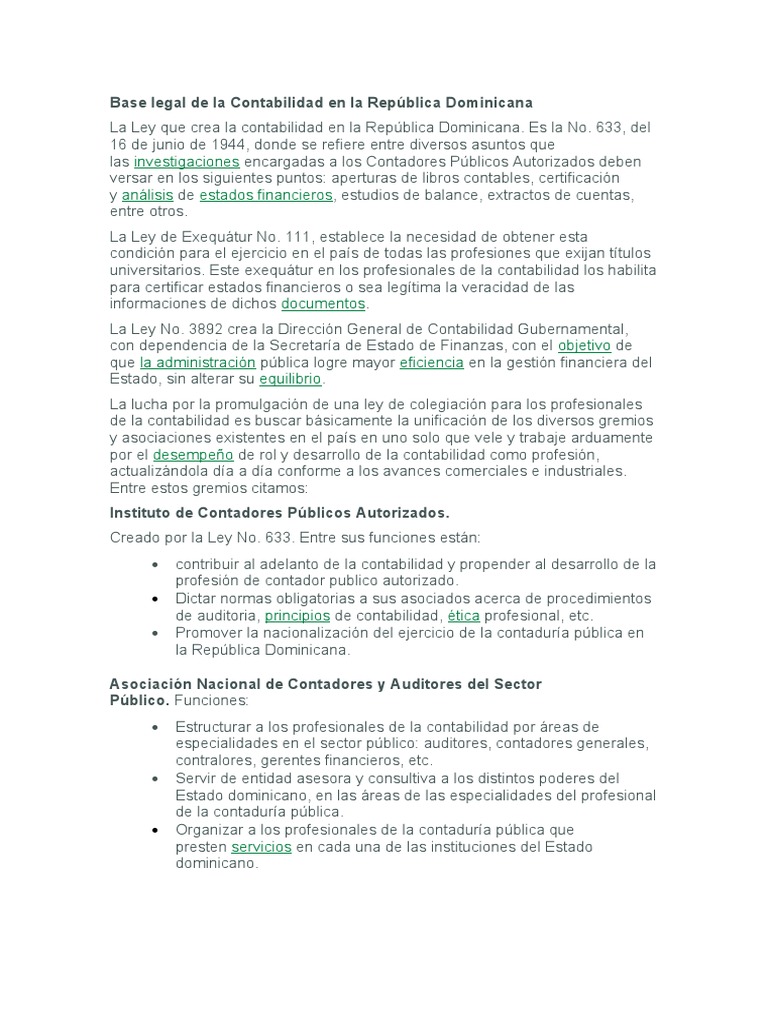 Base Legal de La Contabilidad en La República Dominicana | PDF ...