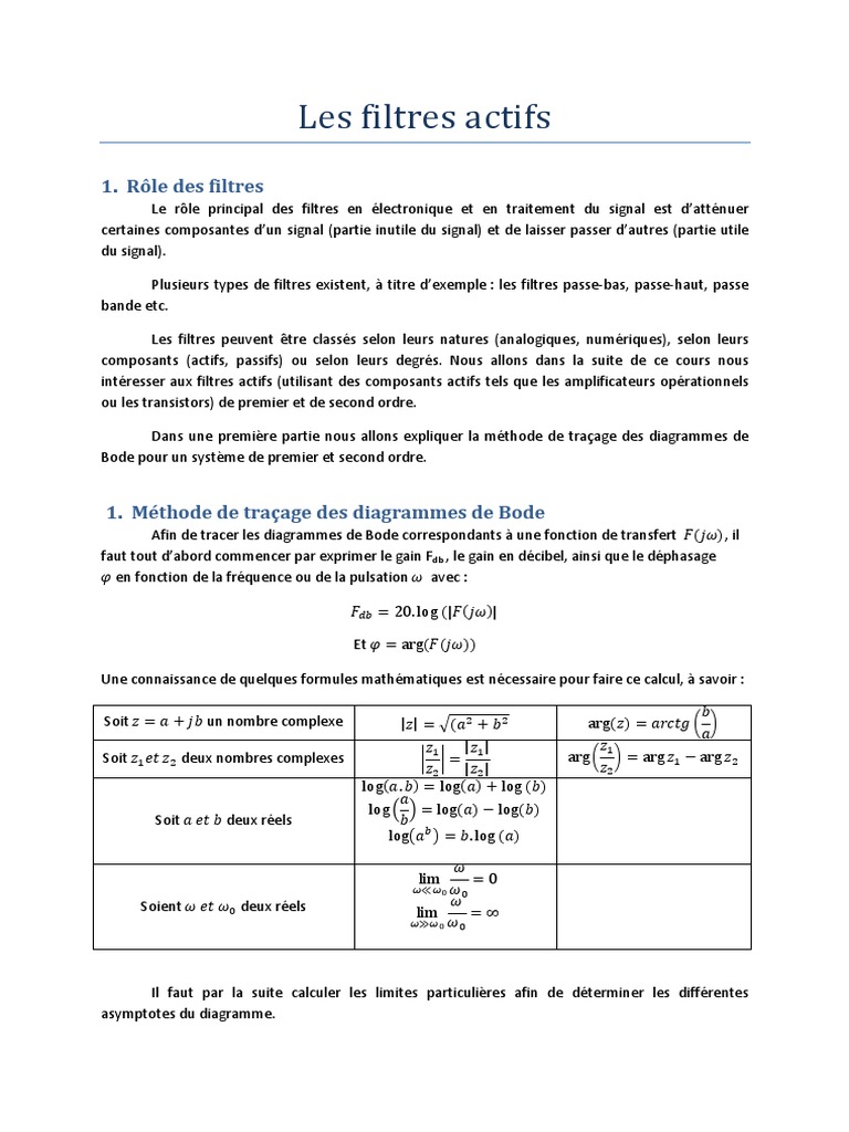 Introduction aux filtres actifs en électronique | PDF | Filtre ...