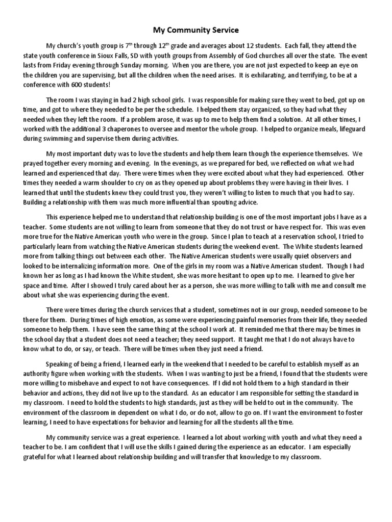 Community Service | PDF | Teachers | Classroom