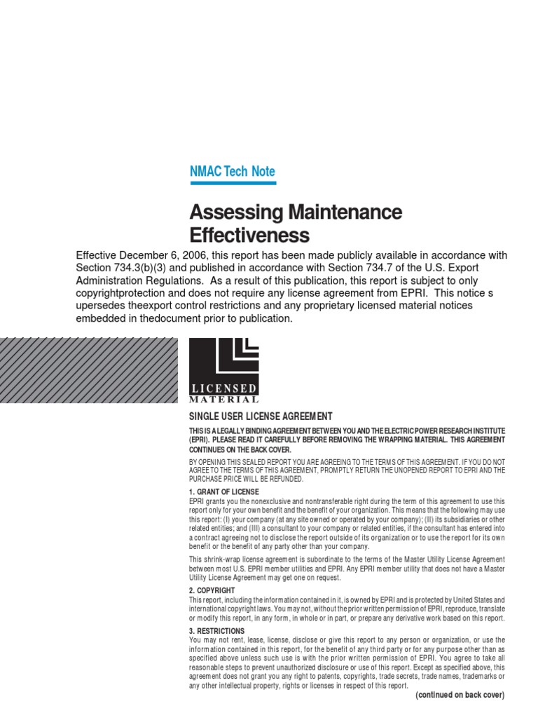 Assessing Maintenance Effectiveness | PDF | Reliability Engineering ...