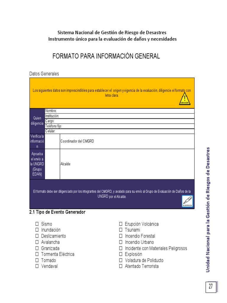 Formato Complementario EDAN | PDF | Desastres naturales | Peligros Naturales