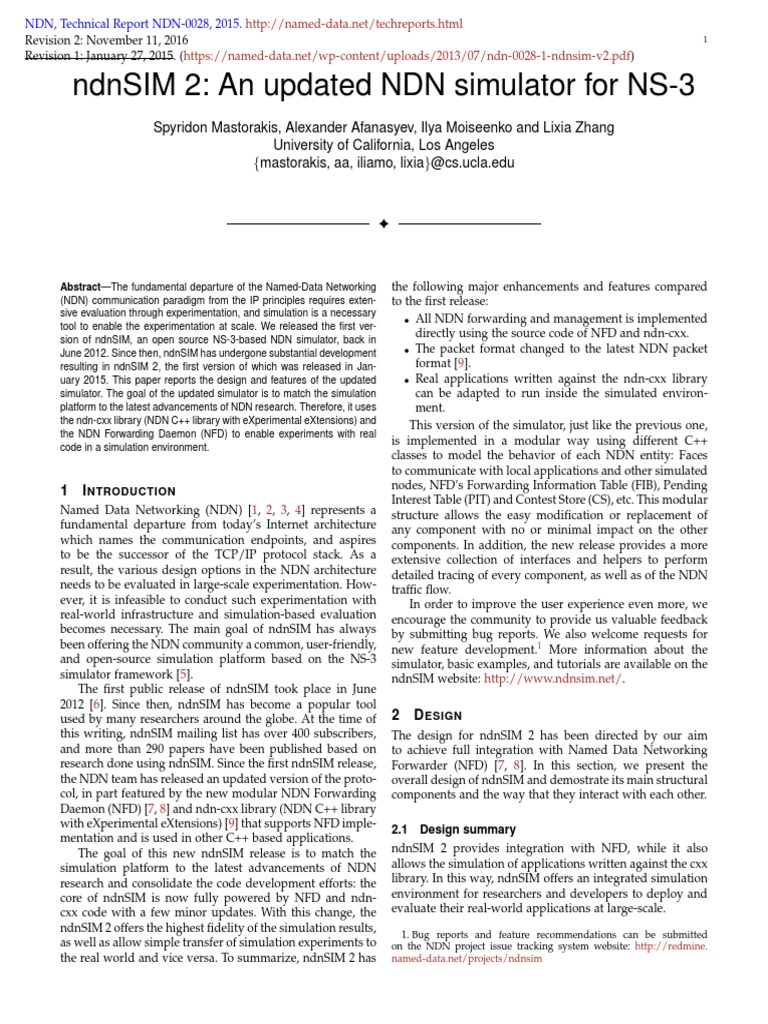 Ndnsim 2: An Updated NDN Simulator For Ns-3 | PDF | Computer Architecture | Computer Engineering