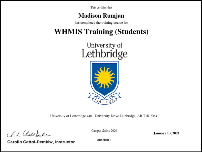 Whmis Certificate | PDF