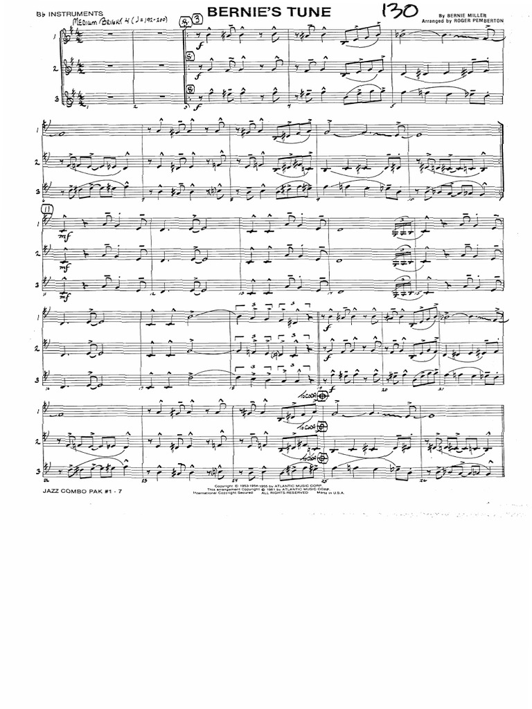 Bernies Tune - Roger Pemberton - 111 - Hal Leonard Combo - 1 | PDF