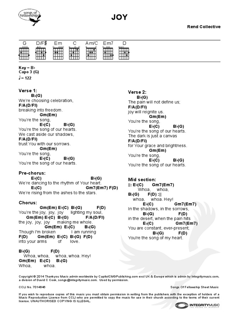 Joy Chord Chart | PDF | Song Structure | Songs